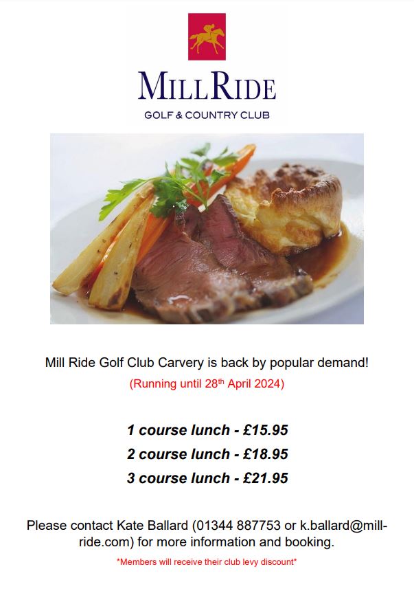 Last Sunday Carvery - 28th April is now FULL! :: Mill Ride Championship ...